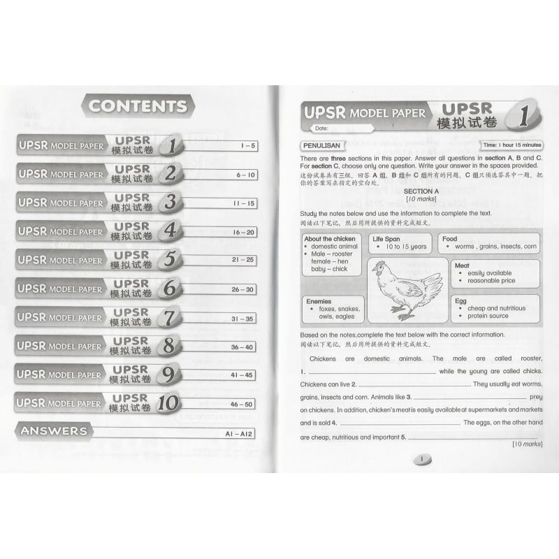 飞越模拟试卷UPSR 英文 书写（最新UPSR格式）
