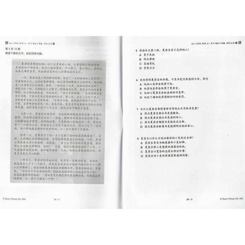 SkorA+Pra-UPSR 华文5 (符合最新UPSR格式)