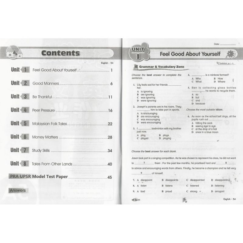 全新焦点作业 英文5A (根据最新UPSR格式)