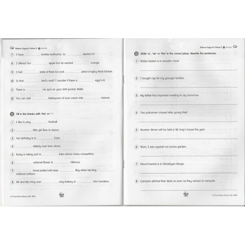 英文练习 5年级 KSSR